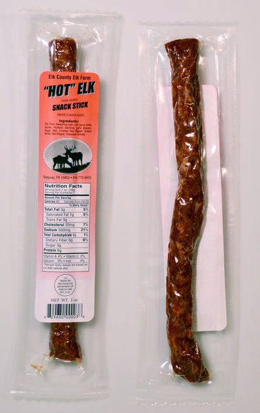 Elk Snack Stick (Hot) Red Pepper (15 individually wrapped sticks) FREE ...